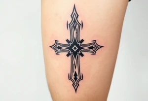 Cross upside down tattoo idea | TattoosAI