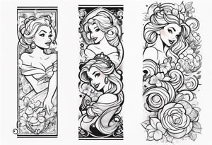 Disney princess arm sleeve tattoo idea | TattoosAI
