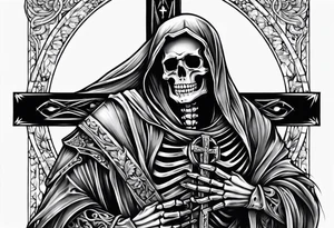 Skeleton carrying a cross tattoo idea | TattoosAI