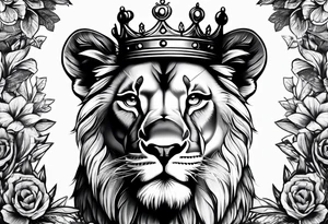 Lion cub with crown tattoo idea | TattoosAI