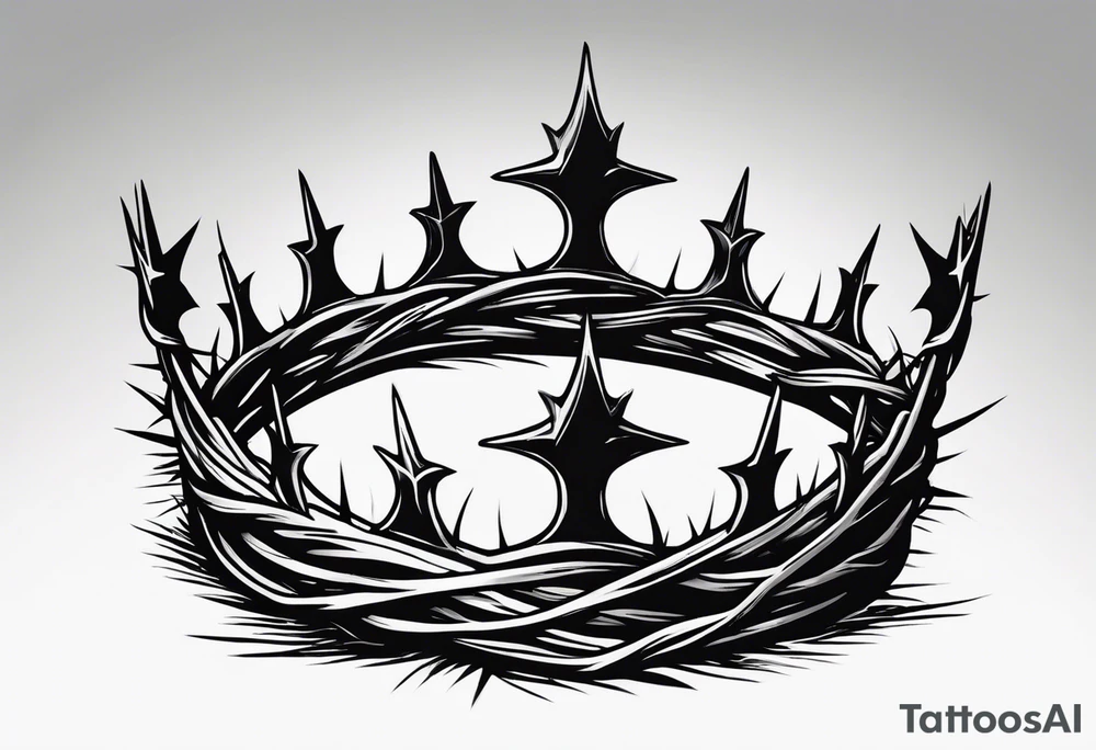 Crown of thorns with real crown as shadow tattoo idea | TattoosAI