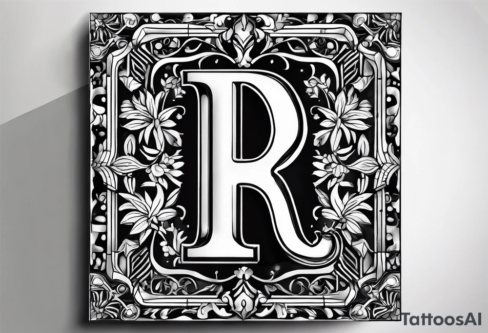 Scrabble tile with the letter R and number 14 tattoo idea | TattoosAI