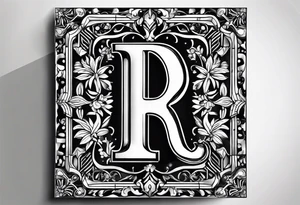 Scrabble tile with the letter R and number 14 tattoo idea | TattoosAI