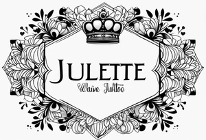 Name juliette with crown and hearts tattoo idea | TattoosAI