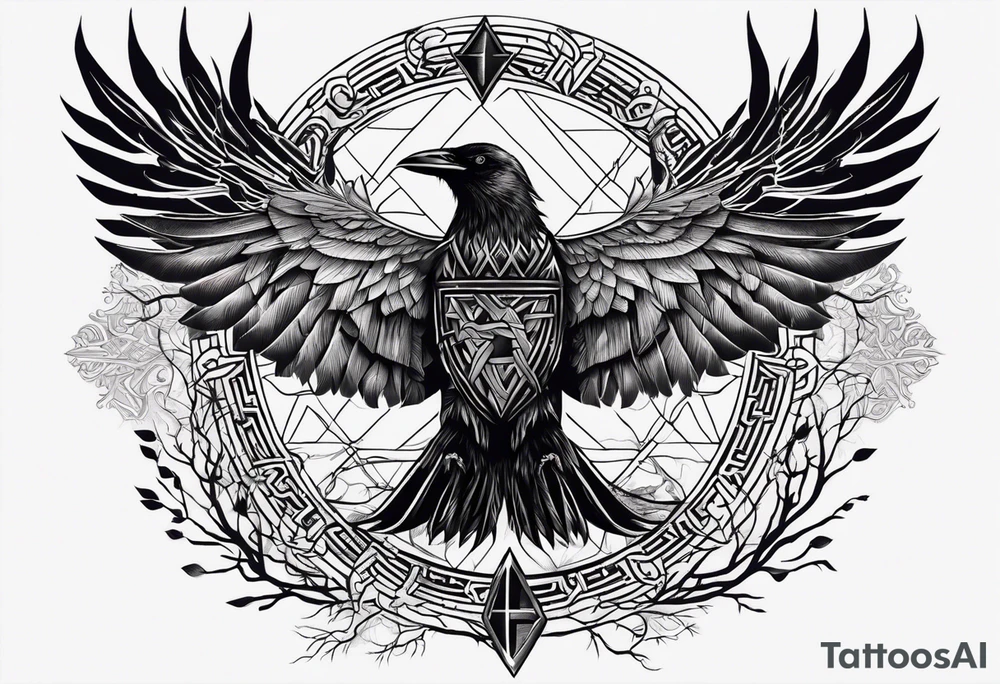 Viking Vegvisir with raven wings around it, Viking Valknut, tree of ...