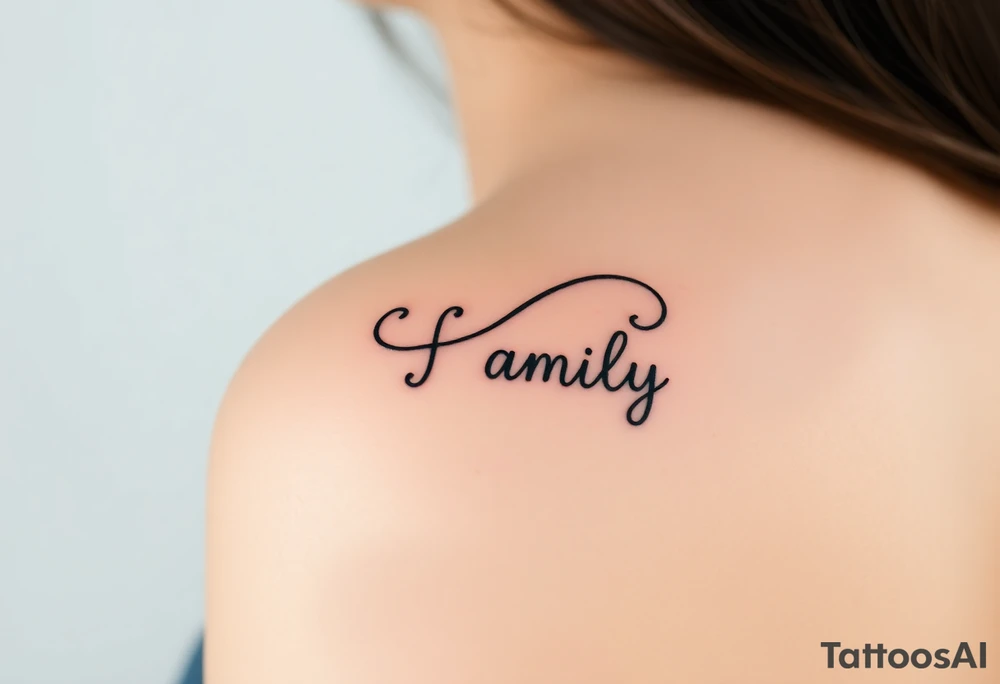 A flowing infinity symbol intertwined with the word "family" written in ...