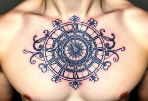 Vintage roman numerals within ornate clockwork mechanism tattoo idea ...