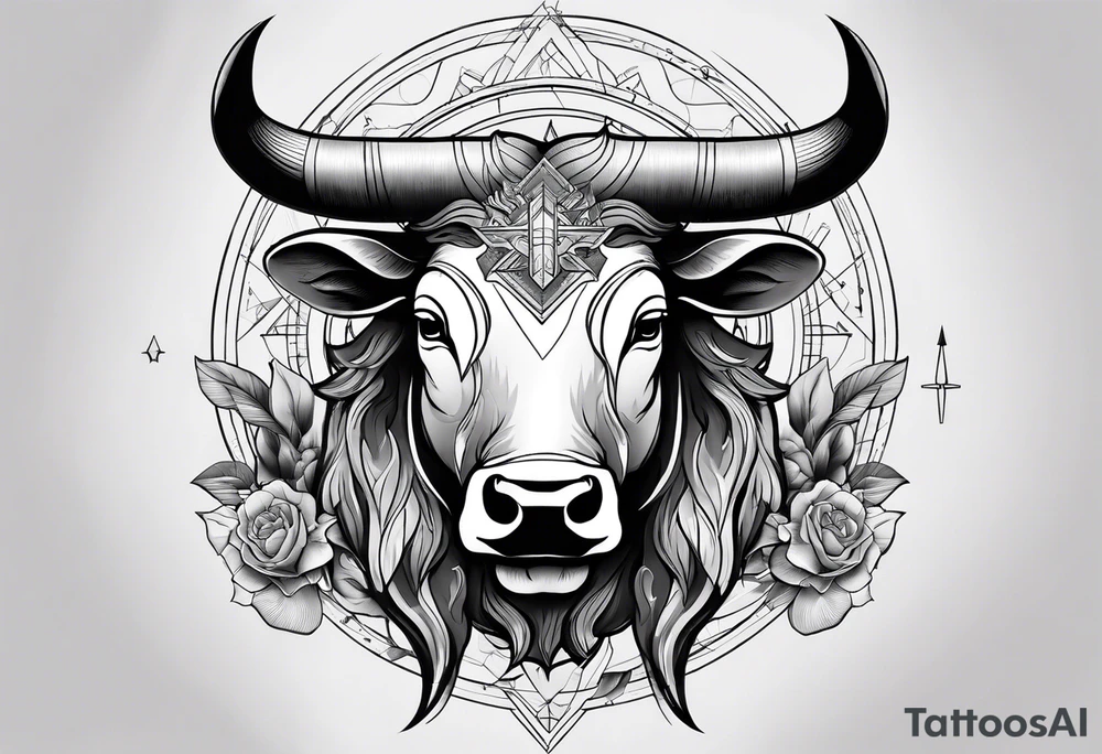 Taurus head with the planets positions on May 20th, 1989. With an arrow ...