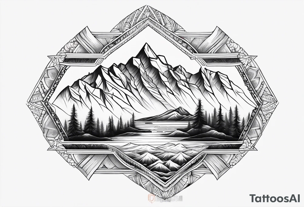 Himalaya mountain range Mandala tattoo idea | TattoosAI