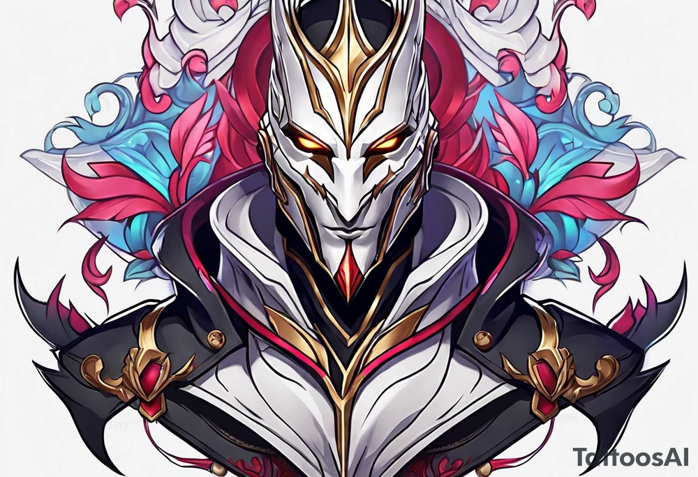 Jhin for league of legends game tattoo idea | TattoosAI