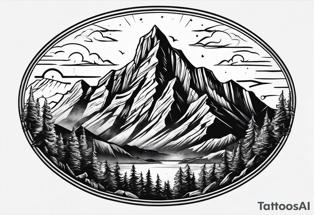 Mountain cliff tattoo idea | TattoosAI