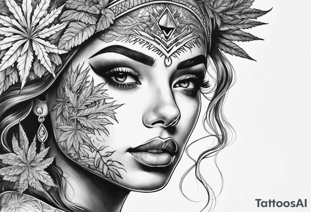 Marijuana and Psychedelic inspired tattoo tattoo idea | TattoosAI
