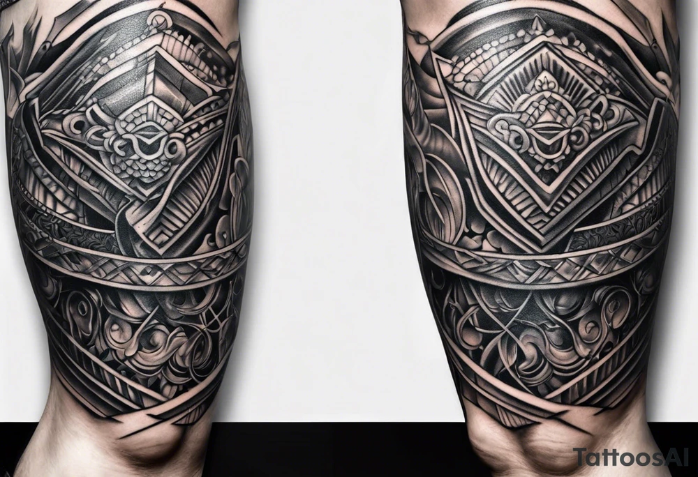 Leg armor tattoo idea | TattoosAI