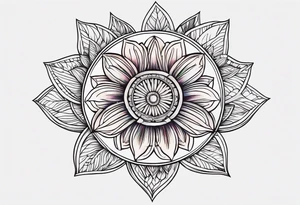 Aster flower with roman numerals IX VI LVII tattoo idea | TattoosAI