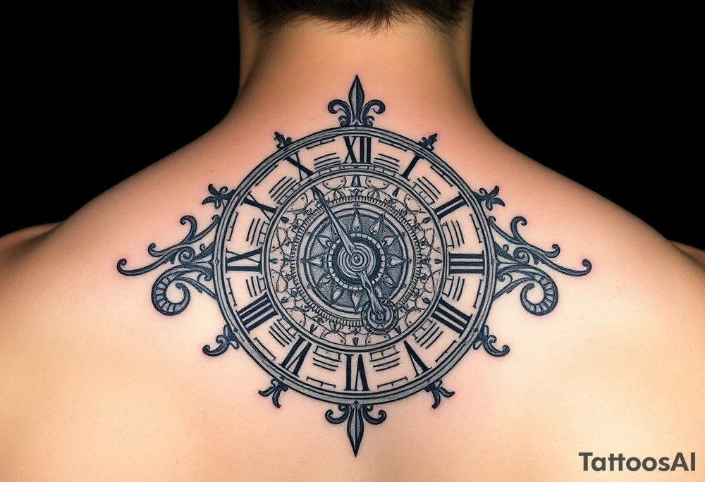 Vintage roman numerals within ornate clockwork mechanism tattoo idea ...