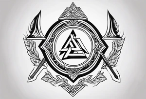 Valhalla shield valknut sword axe tattoo idea | TattoosAI
