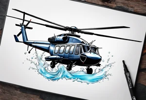 A helicopter dropping water on a fire tattoo idea | TattoosAI