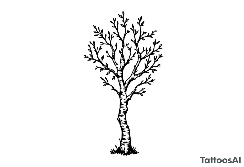 Small birch tree tattoo idea | TattoosAI