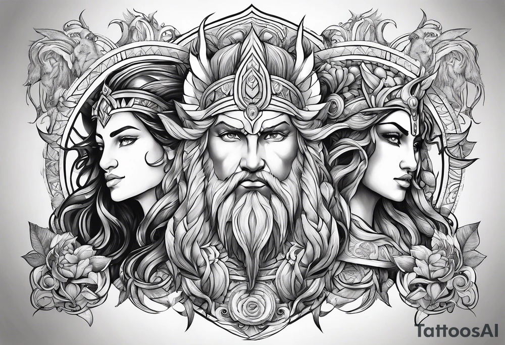 mythological gods tattoo idea | TattoosAI