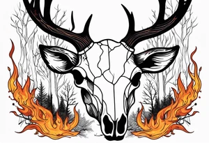 Scary side profile of a DECAYING deer skull JUST BONE surrounded by a ...