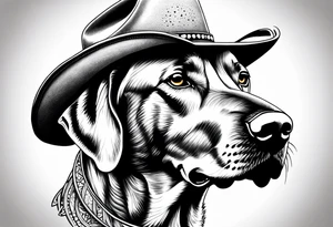 Rhodesian ridgeback wearing a cowboy hat tattoo idea | TattoosAI