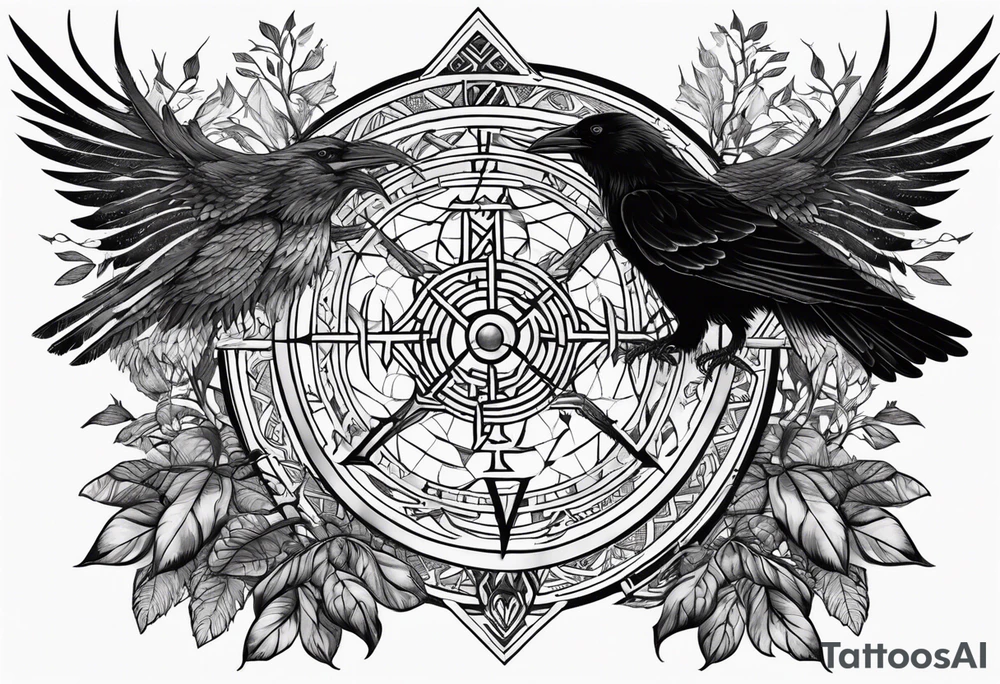 Viking Vegvisir with raven wings around it, Viking Valknut, tree of ...