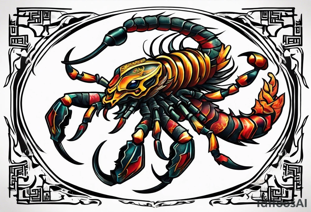 Japanese animation scorpion mustang tattoo idea | TattoosAI