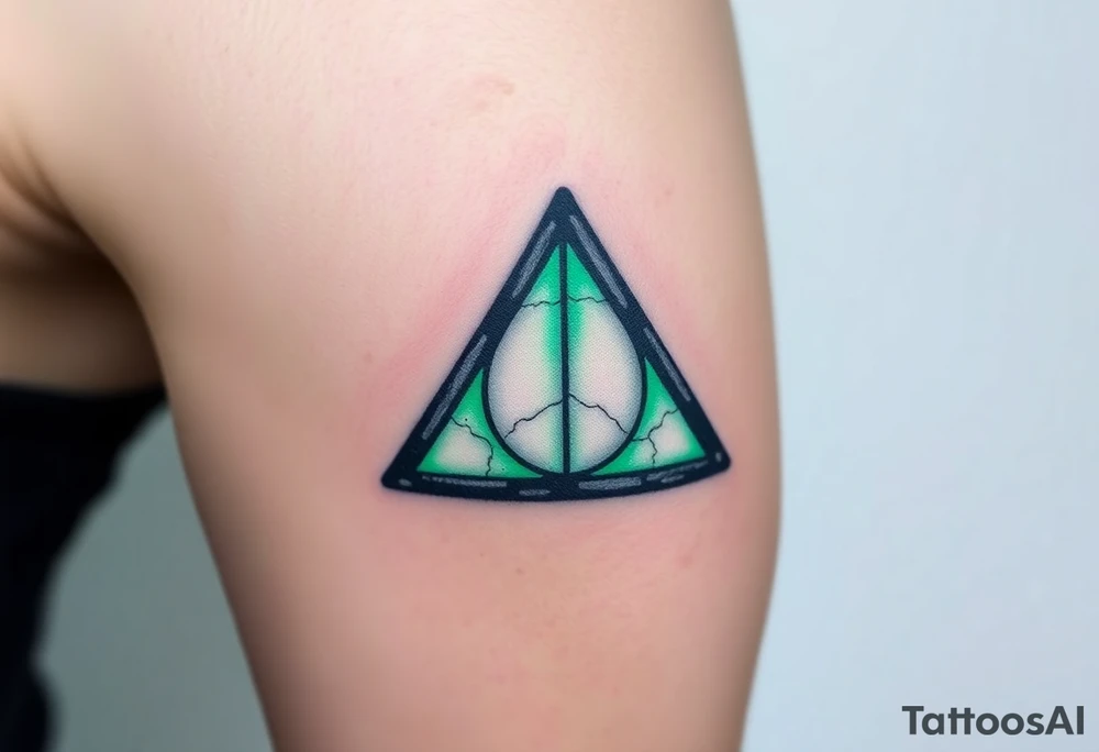 A Deathly Hallows full symbol etched into an ancient Looking stone ...