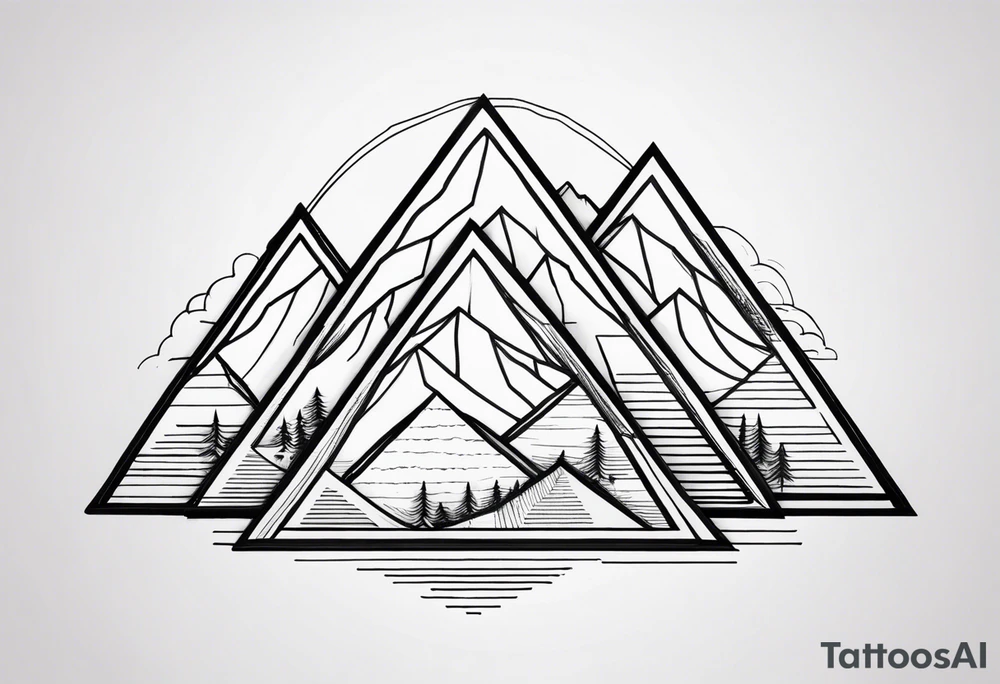 Black line tattoo with three different sizes triangles forming a ...