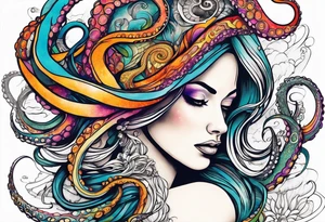 Half woman half octopus tattoo idea | TattoosAI