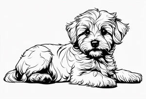 One line drawing of maltipoo laying down tattoo idea | TattoosAI