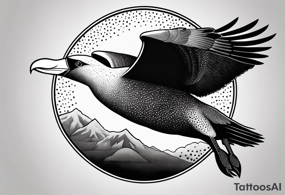 Flying giant albatross symmetrical, circle background tattoo idea ...