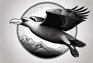 Flying giant albatross symmetrical, circle background tattoo idea ...