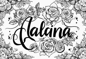 The name Alaina in cursive with small roses around it tattoo idea ...