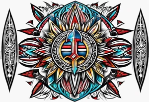 Puerto Rican tribal arm tattoo with spears tattoo idea | TattoosAI