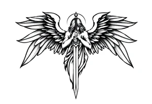 Angel with two wings that are covering its face, two wings covering its ...