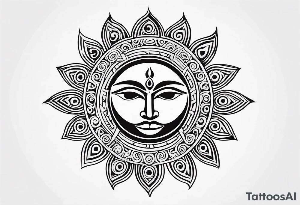 The sun god maori tattoo idea | TattoosAI