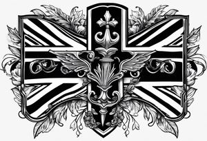 Union jack key leaves tattoo idea | TattoosAI