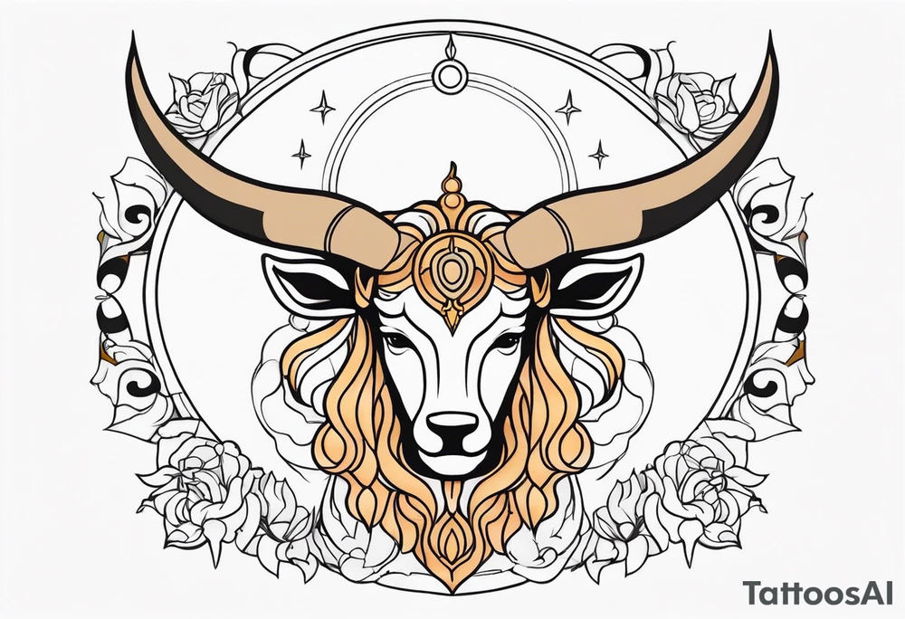 Beautiful taurus goddess tattoo idea | TattoosAI