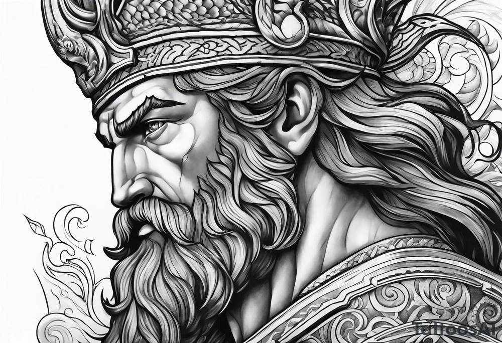 Poseidon side profile tattoo idea | TattoosAI