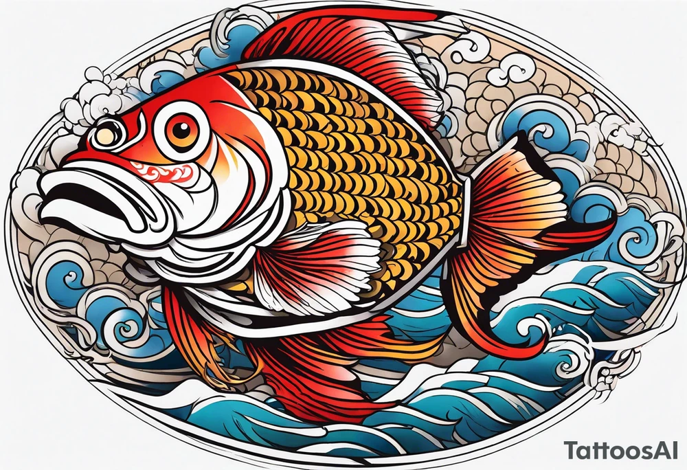 Chinese culture fish tattoo idea | TattoosAI
