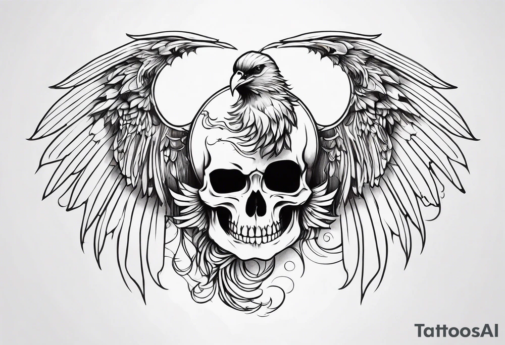 Half Phoenix and Half Skeleton tattoo idea | TattoosAI