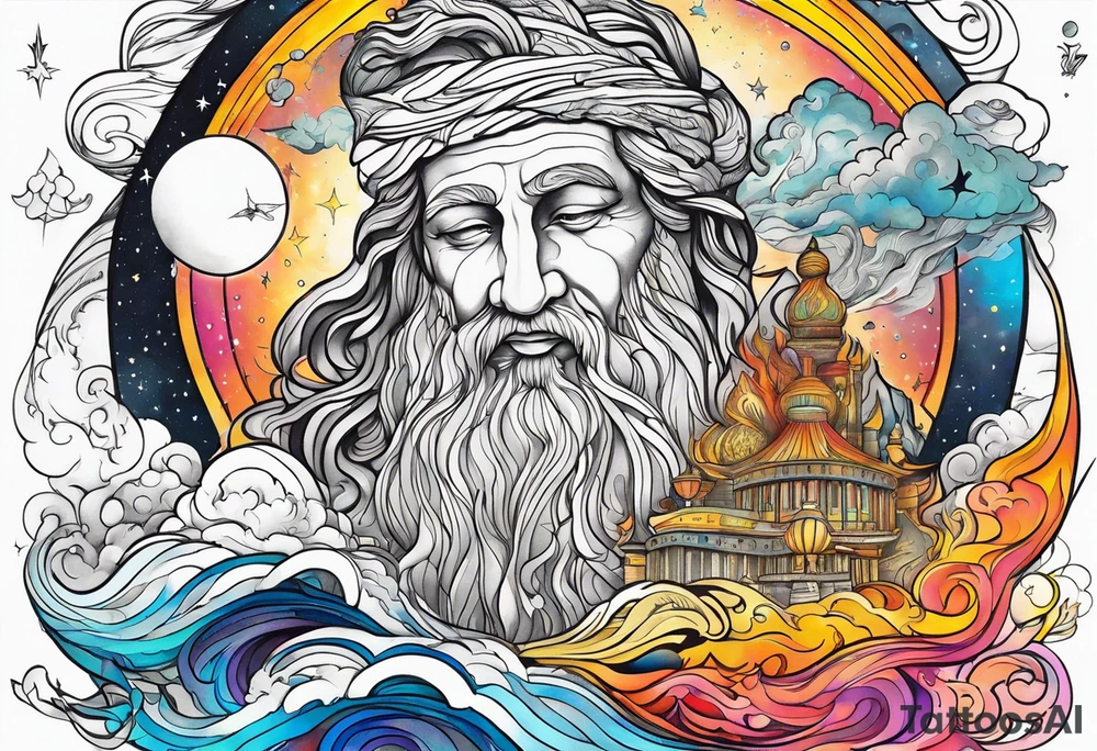 God showing Moses the universe tattoo idea | TattoosAI