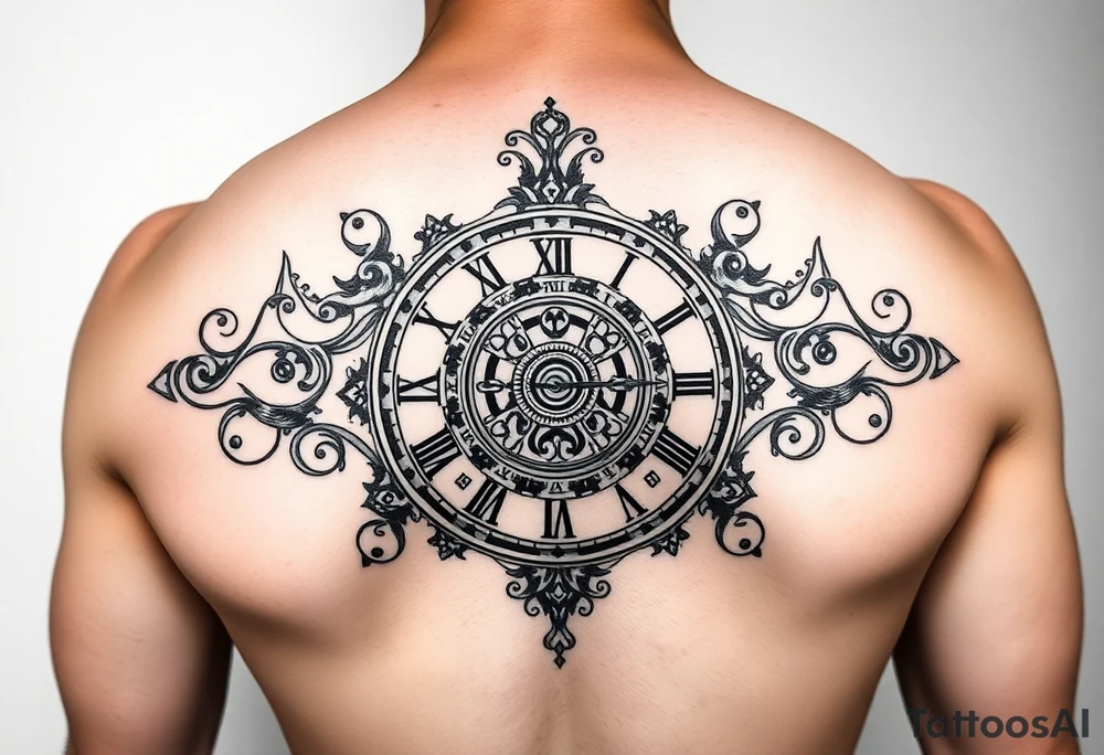 Vintage roman numerals within ornate clockwork mechanism tattoo idea ...