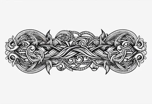 Forearm masculine narrow horizontal band tattoo with rope pattern ...