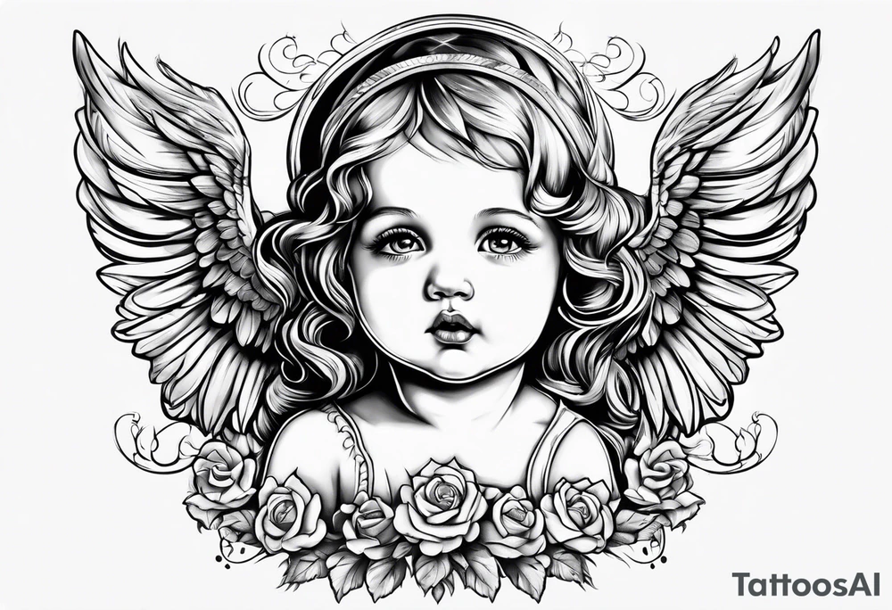 Scary baby angel tattoo idea | TattoosAI