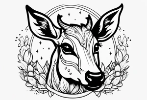 Sad crying fawn simple tattoo idea | TattoosAI