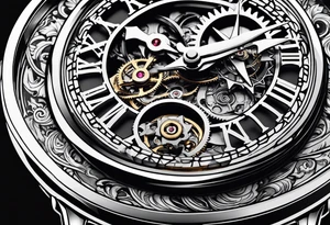 Old school pocket watch exploded showing inner mechanism tattoo idea ...