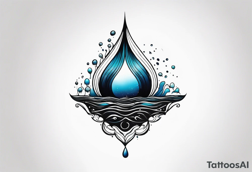 Water drop falling into ocean tattoo idea | TattoosAI