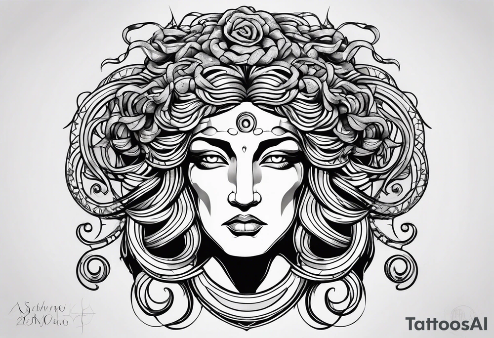 Scary Greek god medusa tattoo idea | TattoosAI